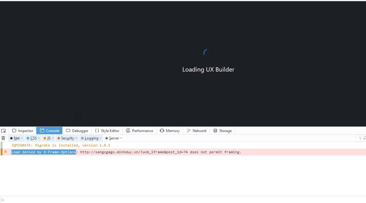 Sửa lỗi "Loading UX Builder Load" ... "Denied by X-Frame-Options" của giao diện Flatsome ...
